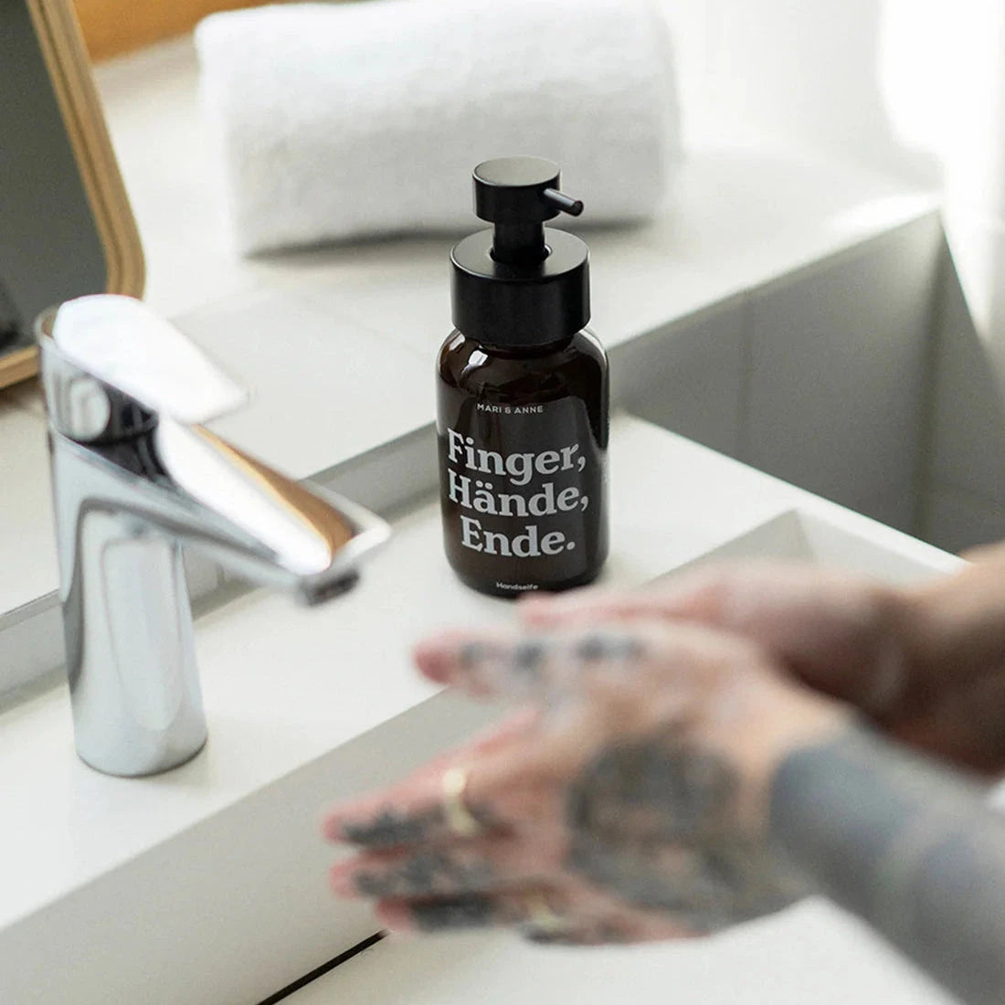 Flüssigseife "Finger, Hände, Ende." von Mari&Anne | Matsch mit Sahne