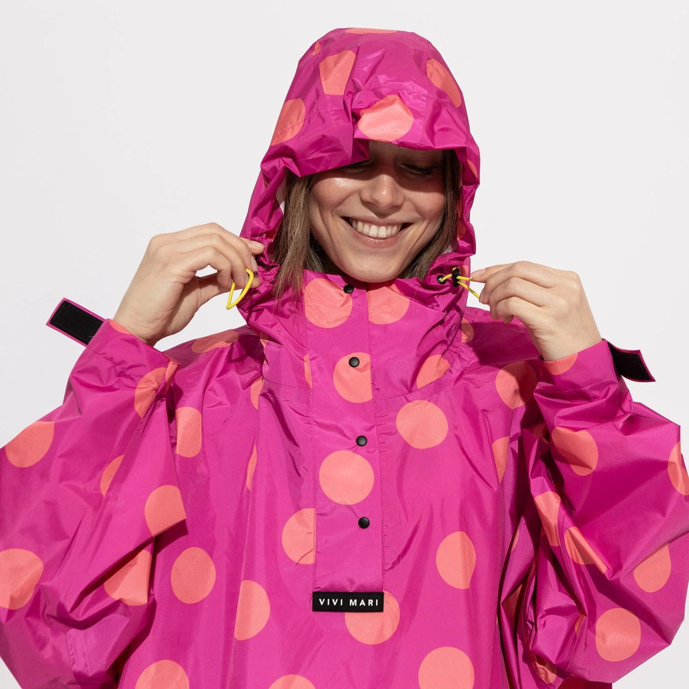 VIVI MARI | Regencape Poncho "Dots" | Matsch mit Sahne